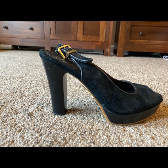 UGG | Shoes | Ugg Black Suede Platform Heels | Poshmark